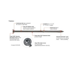 Simpson Strong-Tie SDWS271000SS-RP1-10" x .276 Structural Timber Screw 316SS 1ct