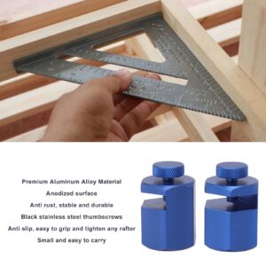 2PCS Stair Guages Knobs Aluminium Alloy Tall Stair Gauge Replacement Stair Stringer Layout Tool for Framing Square Carpentry (Blue)