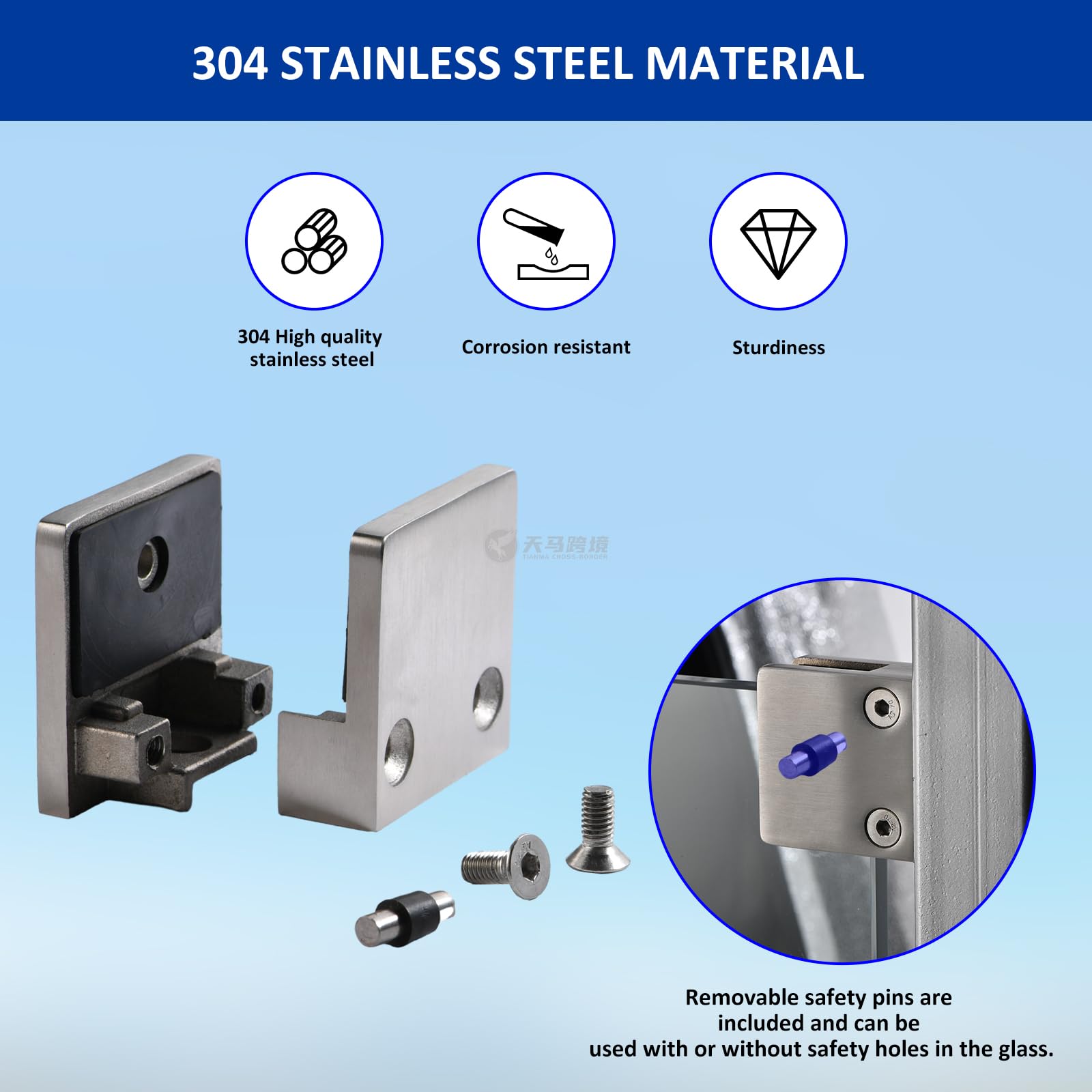 Glass Clamp－4PCS Adjustable Glass Shelf Bracket, 1/3 "-1/2 " 304 Stainless Steel Glass Clamps, Glass Clamp Bracket Is Suitable for Railing, Stairs, Glass Wall, All Kinds of Glass (Silver-4pcs)