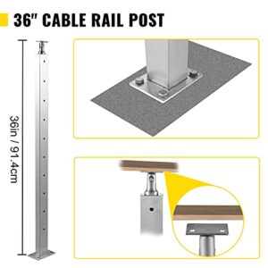 VEVOR Cable Railing Post Level Deck Stair Post 36 x 0.98 x 1.97" Cable Handrail Post Stainless Steel Wire Drawing Deck Railing Pre-Drilled Pickets with Mounting Bracket Stair Railing Kit Silver