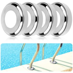 4pcs pool ladder escutcheon, stainless steel escutcheons plates pool escutcheon replacement cover fits for 1.9 inch inner diameter tubing pool handrail cover ladders for inground pools accessories