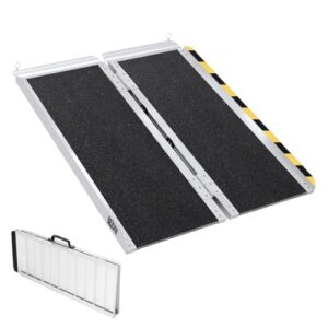 bejoni 3ft wheelchair ramp, 600 lbs capacity non-slip aluminum folding handicap ramp, portable wheelchair ramps for home, steps, stairs, doorways, curbs