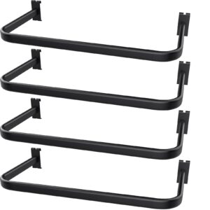 4 pack gridwall u-shaped hangrail grid wall tubing handrail 24 inch wide black metal handrail for grid wall retail displays bracket clothing rack home use (4, black)