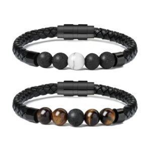 shajwo cremation jewelry lava stone urn bracelet for ashes for women men chakra tiger eyes genuine leather memorial bracelets