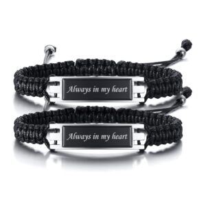 mprainbow adjustable cremation memorial urn bracelet - 2pcs stainless steel cremation manmade braided urn bracelet keepsake urn bracelet for ashes with fill kit