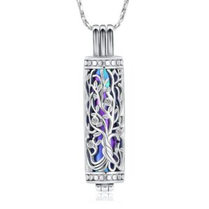 imrsanl cremation jewelry for ashes tree of life urn necklace cylinder vial urn necklace for men women keepsake ashes necklace pendent (rainbow)