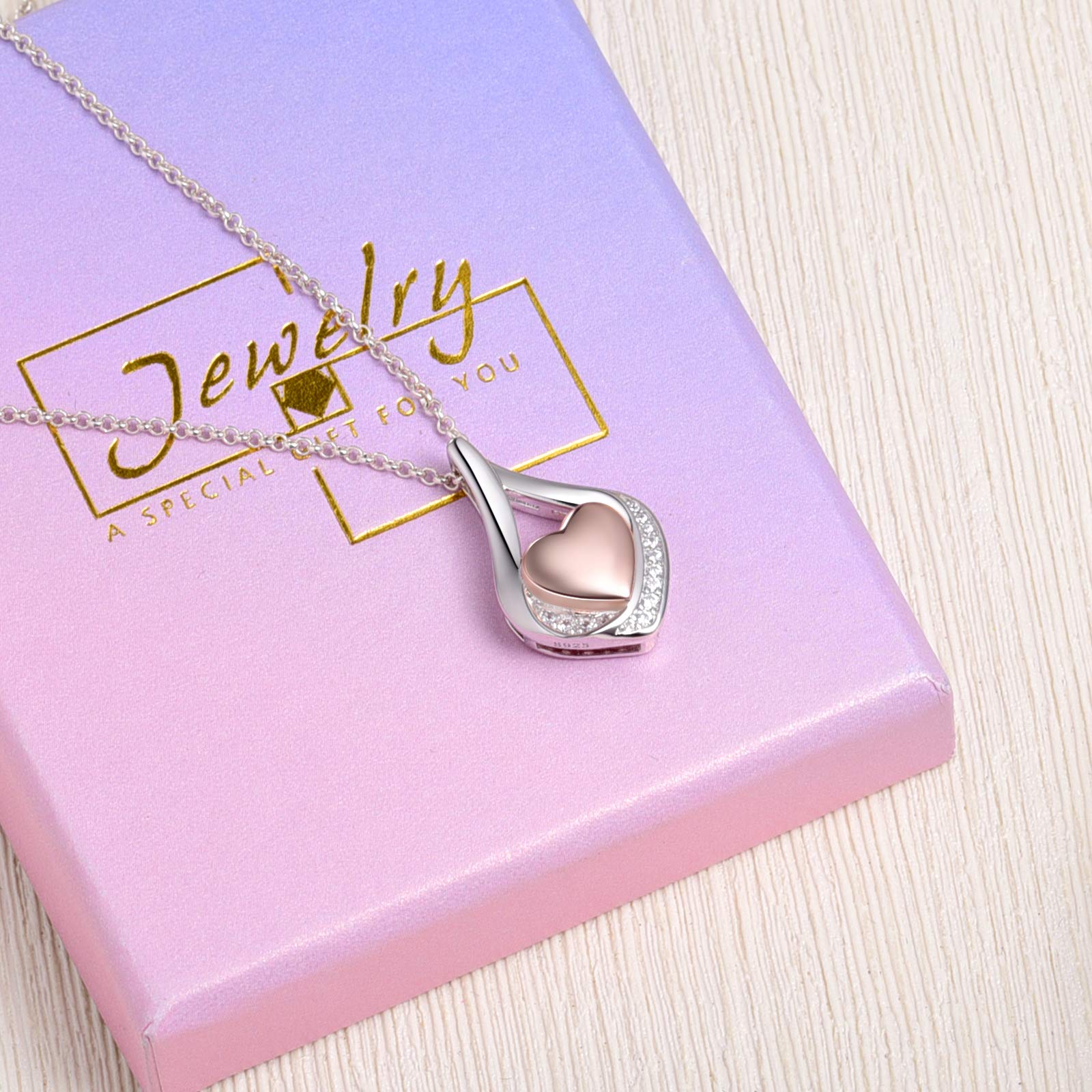 ACJFA Cremation Jewelry 925 Sterling Silver Teardrop Urn Necklace for Ashes Heart Shape Memorial Keepsake Pendant for Human Ashes for Women Gift