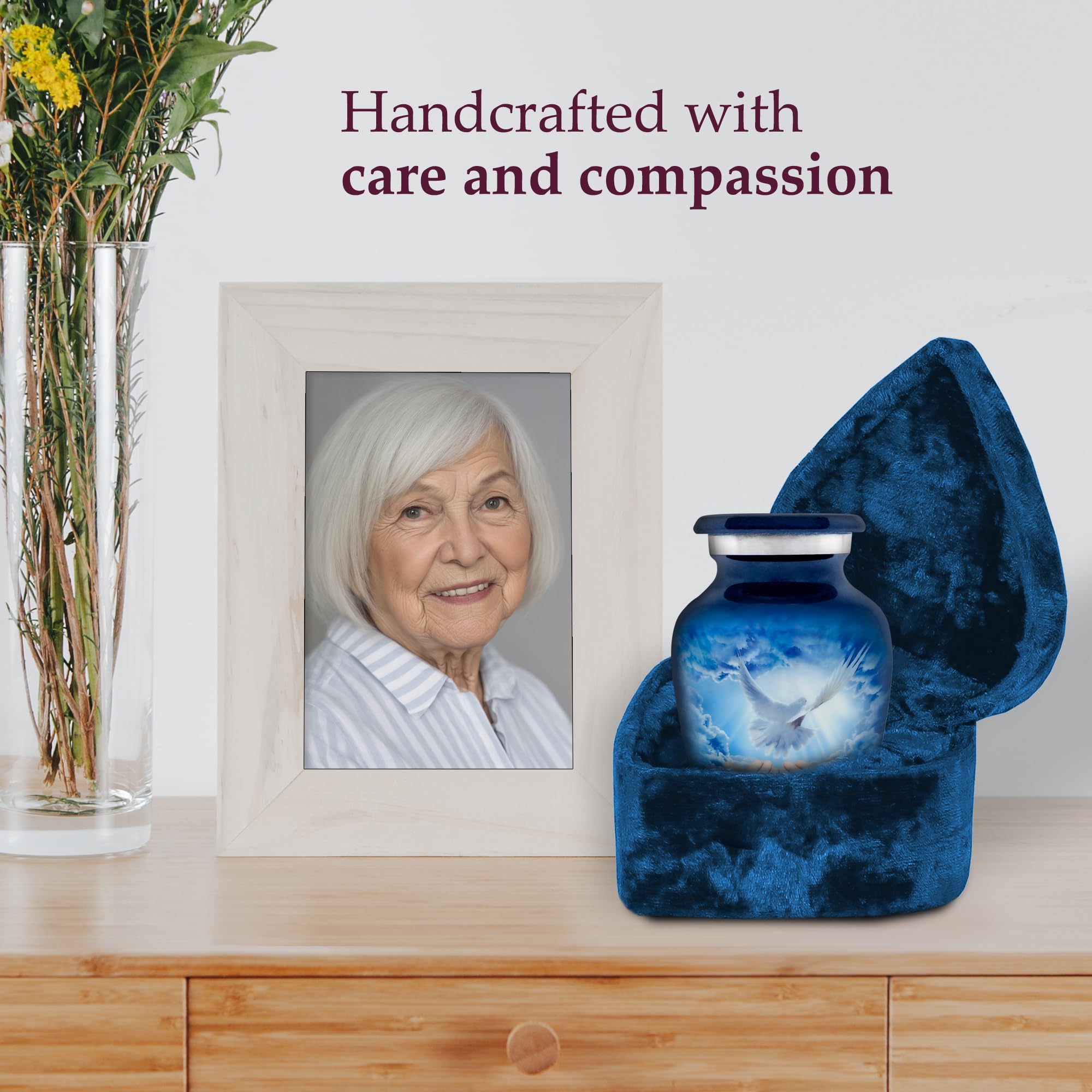 Trupoint Memorials Small Urns for Human Ashes Keepsake – Mini Urns for Human Ashes for Mom/Dad, Cremation Keepsakes for Ashes, Small Urn for Ashes for Women/Men – Small, Dove with Heart Box