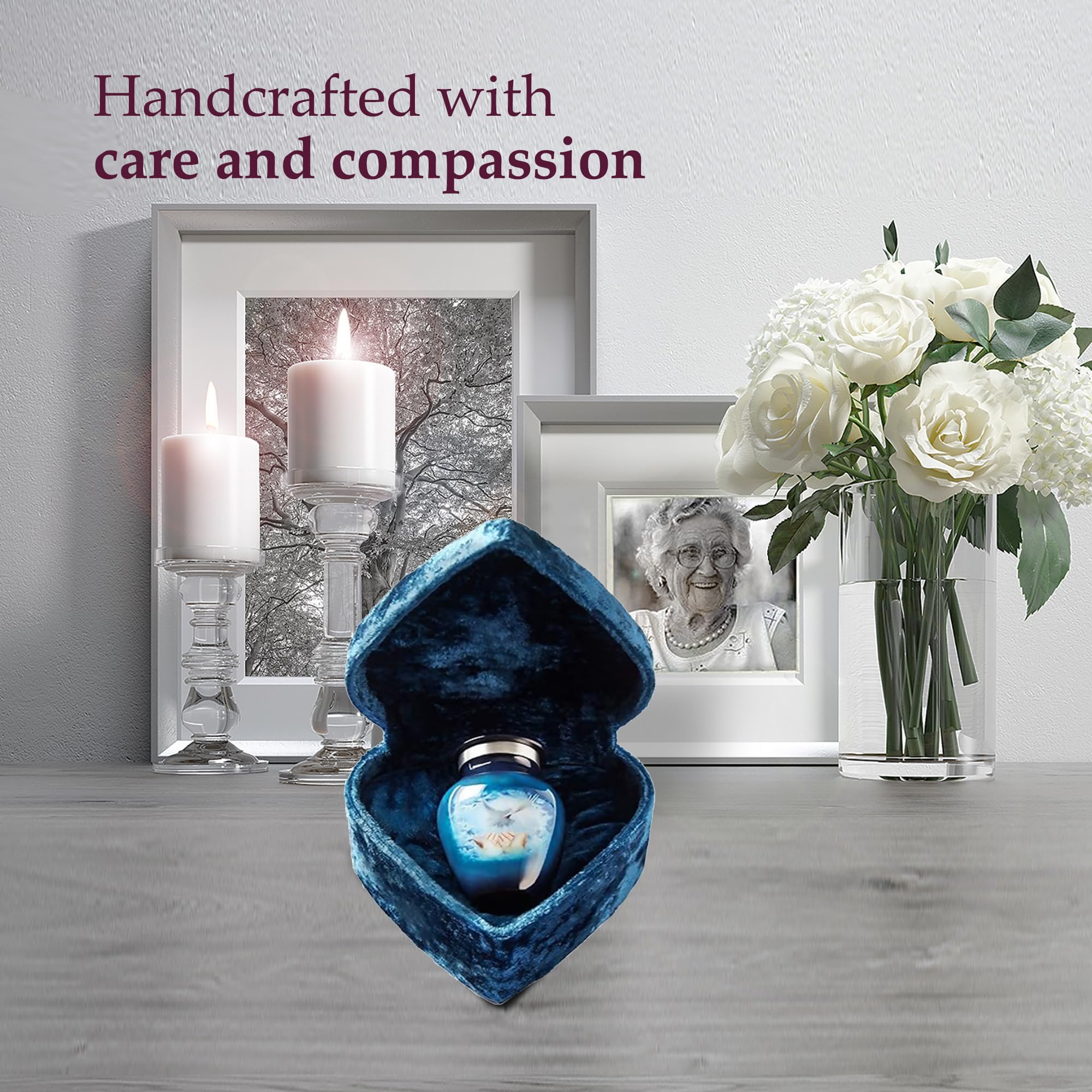 Trupoint Memorials Small Urns for Human Ashes Keepsake – Mini Urns for Human Ashes for Mom/Dad, Cremation Keepsakes for Ashes, Small Urn for Ashes for Women/Men – Small, Dove with Heart Box