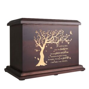 cremation memorial urns for human ashes adult male female, wooden urns box and casket for ashes men women child, large burial funeral urns for ashes, holds up to 270 lbs