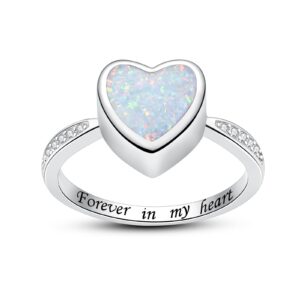 925 sterling silver heart urn rings hold loved ones ashes cremation memorial ring keepsake jewelry for women for human ashes (white, 10)