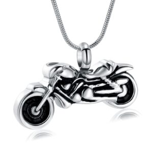 shajwo motorcycle cremation urn necklace for ashes pendant jewelry for women men loved one keepsake memorial jewelry,silver