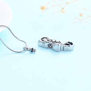 shajwo Motorcycle Cremation Urn Necklace for Ashes Pendant Jewelry for Women Men Loved One Keepsake Memorial Jewelry,Silver