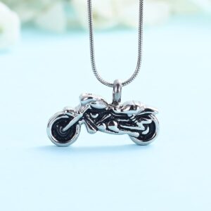 shajwo Motorcycle Cremation Urn Necklace for Ashes Pendant Jewelry for Women Men Loved One Keepsake Memorial Jewelry,Silver