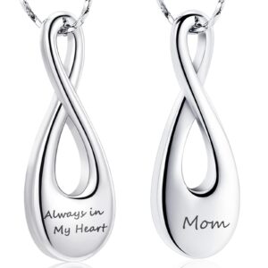 imrsanl infinity cremation jewelry for ashes urn necklace pendants for ashes holder memorial keepsake cremation ashes jewelry for wome/men/pet (always in my heart mom)