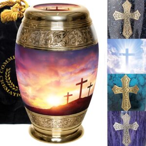 sunset cremation urn for human ashes adult female for burial & home - urns for ashes adult large urns for mom & cremation urns for women three cross sunset urn decorative urn