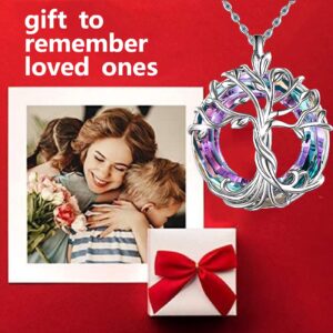 NS Online Tree of Life Necklaces Urn - 2 Pieces Cremation Jewelry for Ashes Keepsake/Circle Crystal Memorial Pendant/Funnel Filler Gifts for Women Men