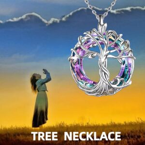 NS Online Tree of Life Necklaces Urn - 2 Pieces Cremation Jewelry for Ashes Keepsake/Circle Crystal Memorial Pendant/Funnel Filler Gifts for Women Men