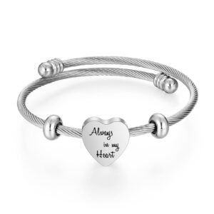 abooxiu urn bracelet for ashes heart ashes bracelet cremation jewelry for ashes stainless steel urn bangles for ashes memorial keepsake cremation bracelet for ashes for women men - always in my heart