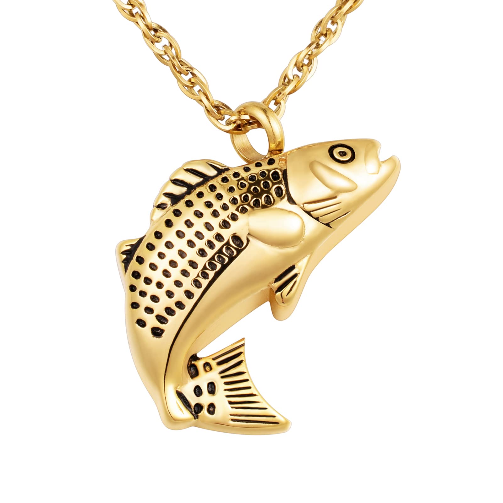 Dletay Fish Cremation Jewelry for Ashes Memorial Ashes Keepsake Necklace Urn Necklace for Ashes Pendant(Gold)