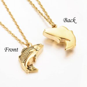 Dletay Fish Cremation Jewelry for Ashes Memorial Ashes Keepsake Necklace Urn Necklace for Ashes Pendant(Gold)