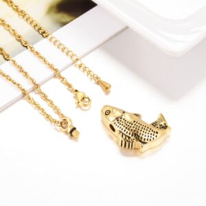 Dletay Fish Cremation Jewelry for Ashes Memorial Ashes Keepsake Necklace Urn Necklace for Ashes Pendant(Gold)