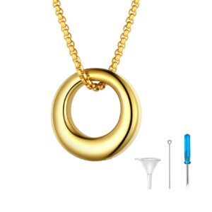 18k gold plated circle of life eternity memorial urn necklace fashion cremation jewelry keepsake pendant for ashes for men women