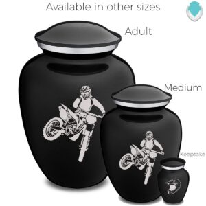 GetUrns Keepsake Embrace Dirt Bike Cremation Urn (Black)