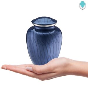 GetUrns Embrace Personalized Anchor Medium Cremation Urn with Custom Engraving for Human Ashes for Funeral, Burial, Niche or Columbarium –44 Cubic Inches–Small Urns for Ashes (Pearlescent Cobalt Blue)