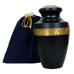 hlc URNS – Black & golden Cremation Urn for Human Ashes - Adult Funeral Urn Handcrafted - Affordable Urn for Ashes (Adult (200 lbs) – 10.5 x 6 “, Lovely Cremation Urn)