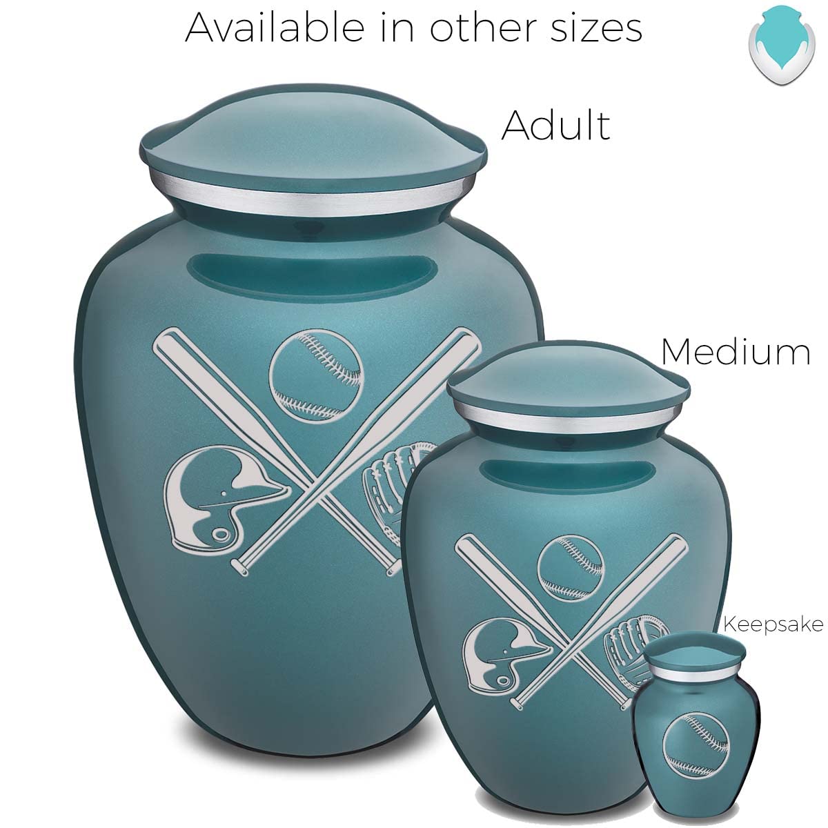 GetUrns Keepsake Embrace Baseball Cremation Urn (Teal)