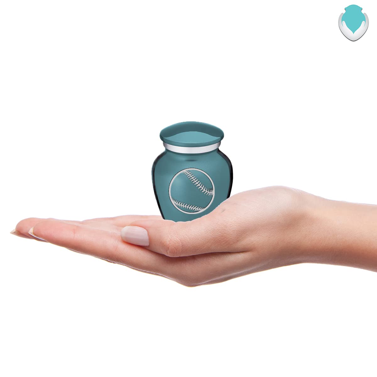 GetUrns Keepsake Embrace Baseball Cremation Urn (Teal)