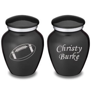 geturns keepsake embrace football cremation urn with custom engraving (charcoal)