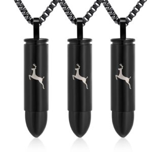 xsmzb cremation jewelry for ashes bullet shape pendant urn necklace stainless steel keepsake memorial jewelry for men women(3pcs black)