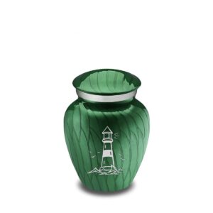 geturns keepsake embrace lighthouse cremation urn (pearl green)