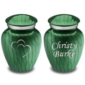 geturns keepsake embrace custom engraved hearts cremation urn (pearl green)