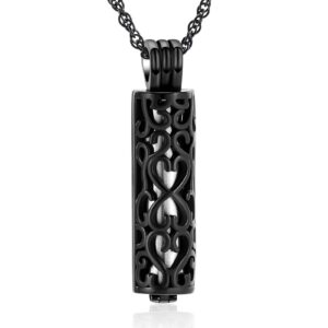 shajwo cylinder urn necklace for ashes for women men cremation jewelry keepsake memorial human pet ashes pendant,black+silver