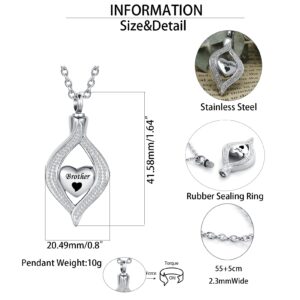 LuxglitterLin Teardrop Eye of My Heart Crystal Cremation Urn Necklace for Brother Ashes Holder Memorial Keepsake Pendant Jewelry