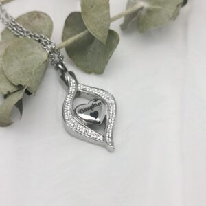 LuxglitterLin Teardrop Eye of My Heart Crystal Cremation Urn Necklace for Brother Ashes Holder Memorial Keepsake Pendant Jewelry