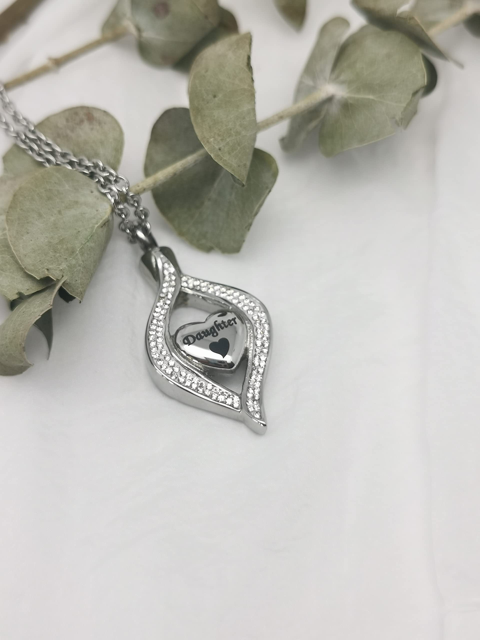 LuxglitterLin Teardrop Eye of My Heart Crystal Cremation Urn Necklace for Brother Ashes Holder Memorial Keepsake Pendant Jewelry