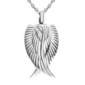 angel wing cremation necklace for ashes stainless steel urn pendant ashes holder memorial jewelry-i’m here watching over you