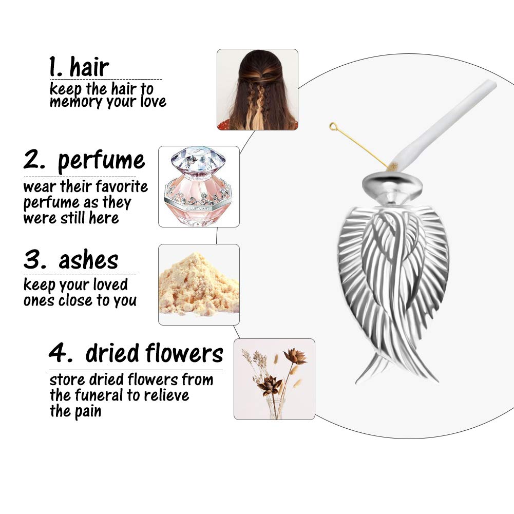 Angel Wing Cremation Necklace for Ashes Stainless Steel Urn Pendant Ashes Holder Memorial Jewelry-I’m Here WATCHING Over You