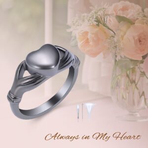 Cremation Ring for Ashes Golden Memorial Keepsake For Ashes Urn Ring Ashes Holder Locket (Black, 8)