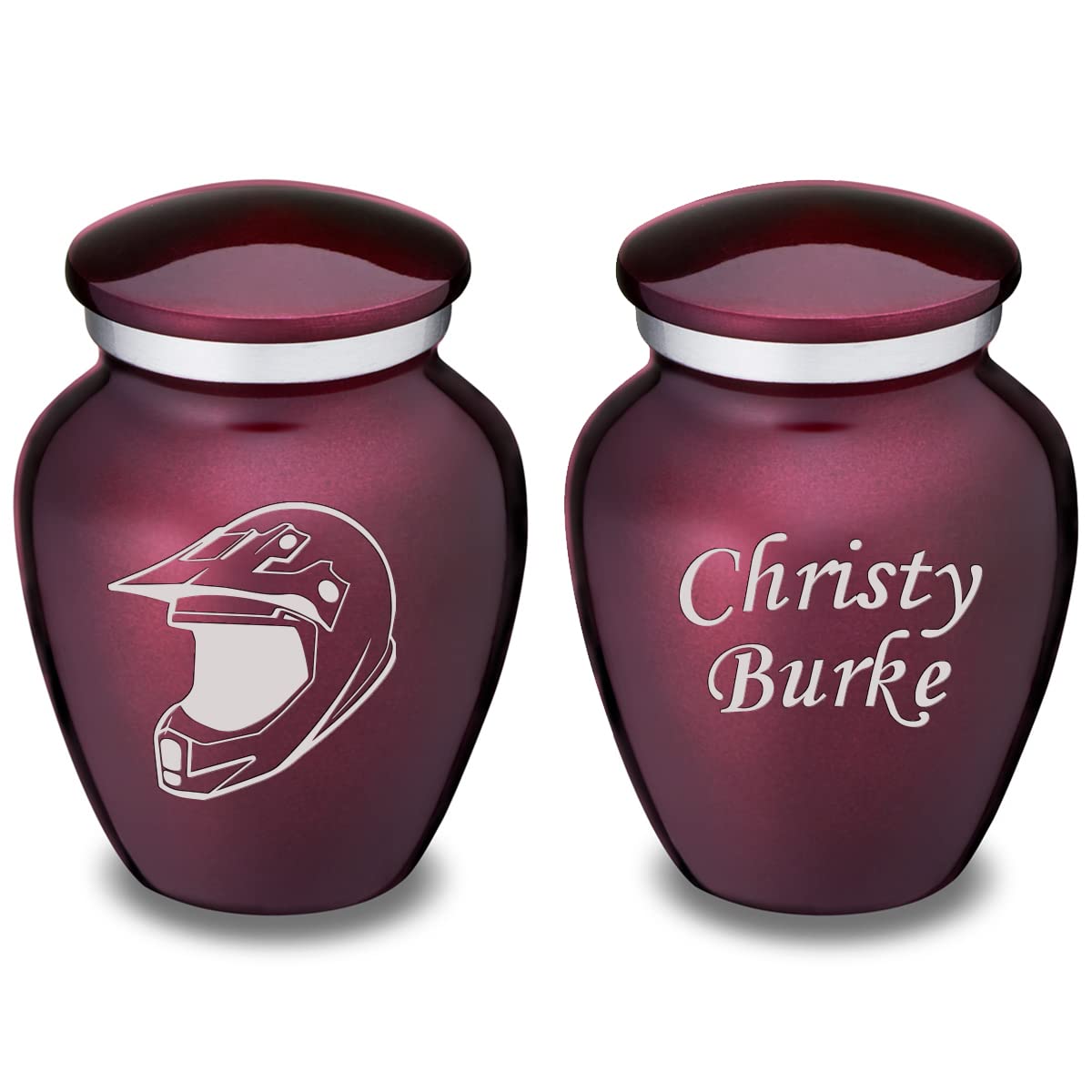 GetUrns Keepsake Embrace Dirt Bike Cremation Urn with Custom Engraving (Cherry Purple)