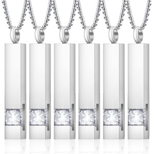 cremation urn necklace for ashes memorial stainless steel with cz necklace urn locket ashes keepsake cremation jewelry for ashes (silver, 6 pcs)