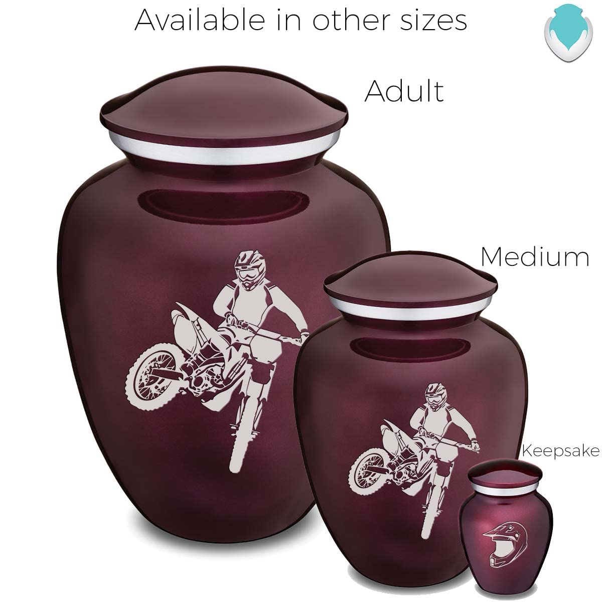 GetUrns Keepsake Embrace Dirt Bike Cremation Urn with Custom Engraving (Cherry Purple)