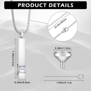 Cremation Urn Necklace for Ashes Memorial Stainless Steel with CZ Necklace Urn Locket Ashes Keepsake Cremation Jewelry for Ashes (Silver, 6 Pcs)