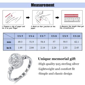 Urn Rings for Cremation Ashes Circle of Life 925 Sterling Silver Always by my side Keepsake Rings Memorial Jewelry for Women (Size 9)