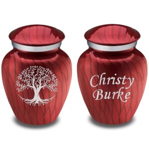 geturns keepsake embrace tree of life cremation urn with custom engraving (pearl candy red)