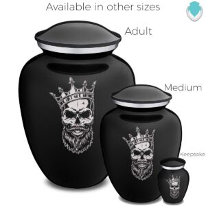 GetUrns Embrace Personalized Skull Adult Cremation Urn with Custom Text Engraving for Human Ashes for Funeral, Burial, Niche or Columbarium 200 Cubic Inches–Urns for Adult Ashes (_Black Double Sided)